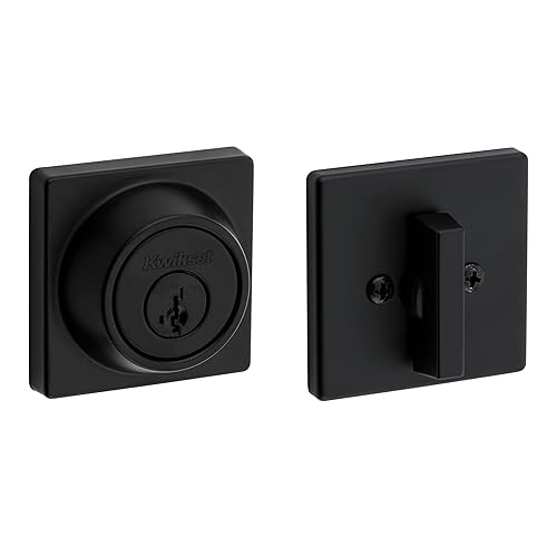 Kwikset 660 Contemporary Deadbolt Deadbolt Lock, Matte Black Square ...