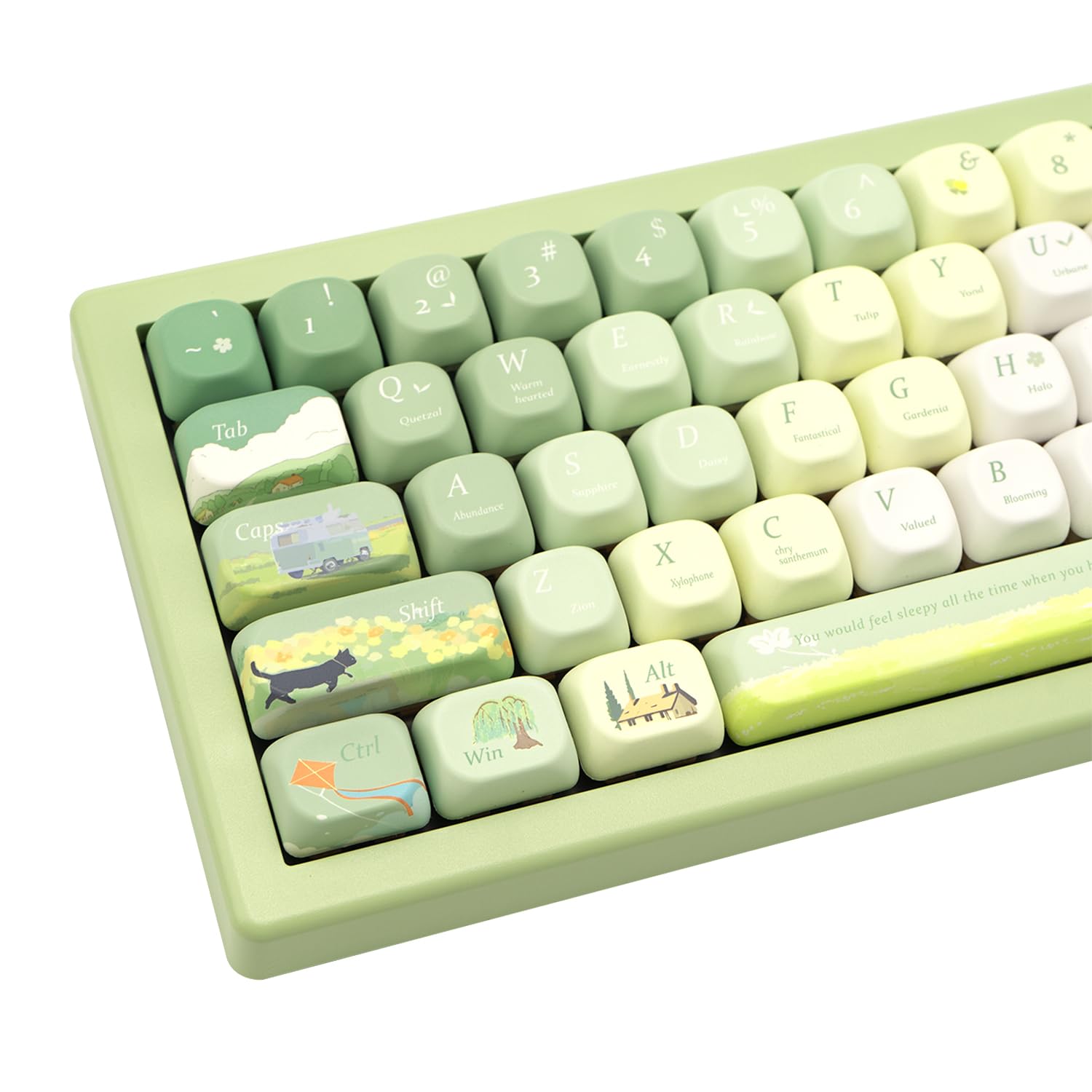 Mua PBT Keycaps 132 Keys Spring Theme Green Keycaps Dye-Sublimation ...