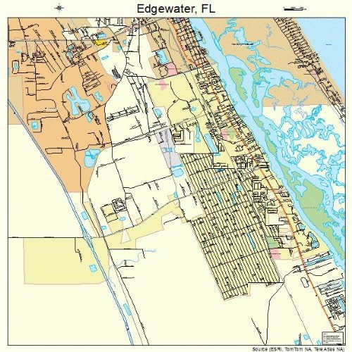 Amazon.com: Large Street & Road Map of Edgewater, Florida FL - Printed ...
