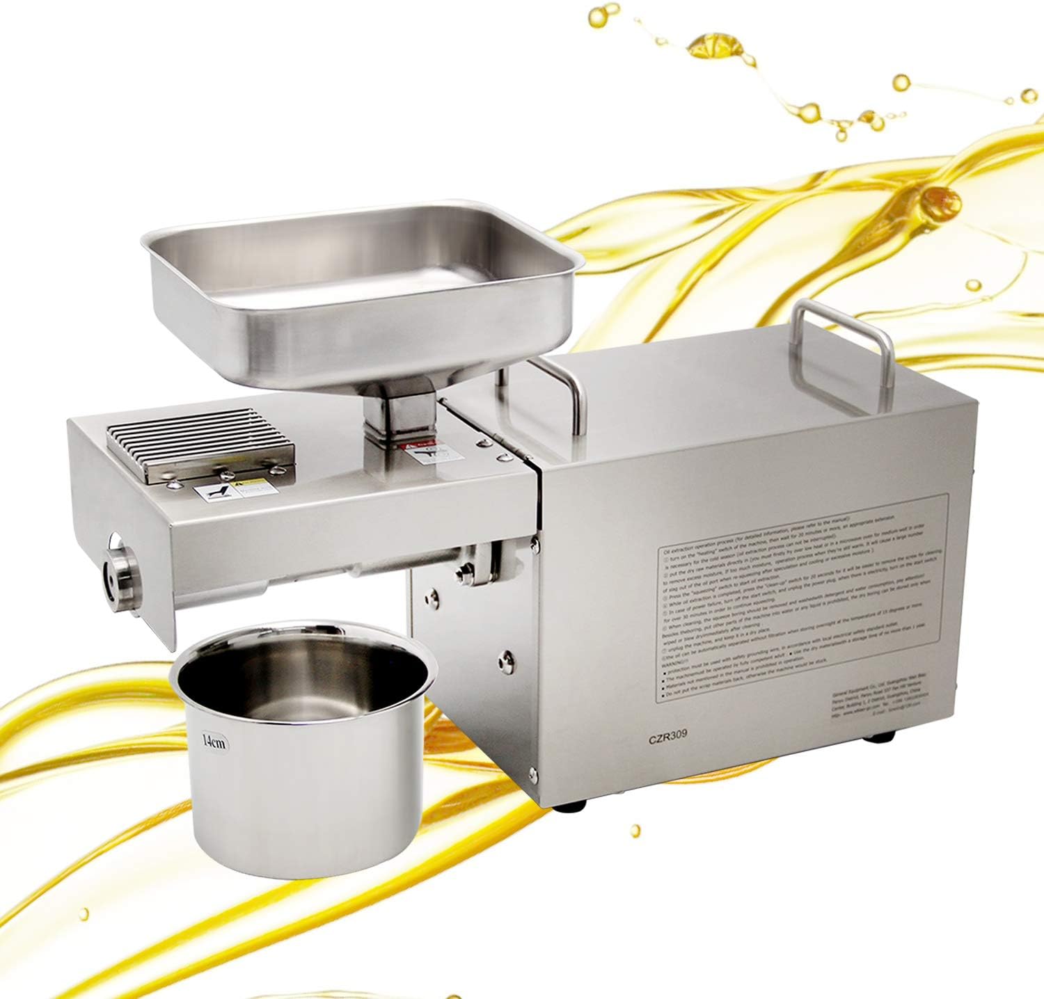 CGOLDENWALL 1500W Macchina per la Pressa di Olio d'oliva Semi di Cocco Pressa per Olio ...