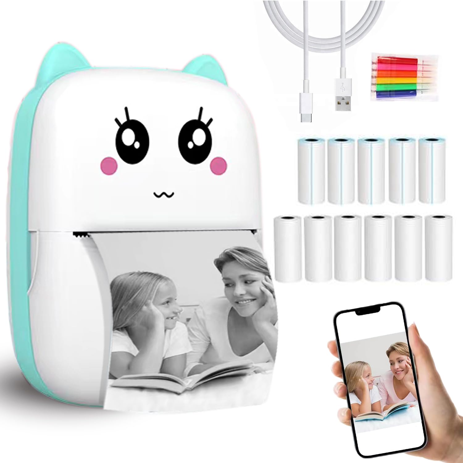 Mua Mini Pocket Printer with 11 rolls of paper, portable thermal ...