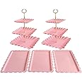 Amazon.com: 5 Pcs Cupcake Stand Set - Pink Plastic Dessert Table ...