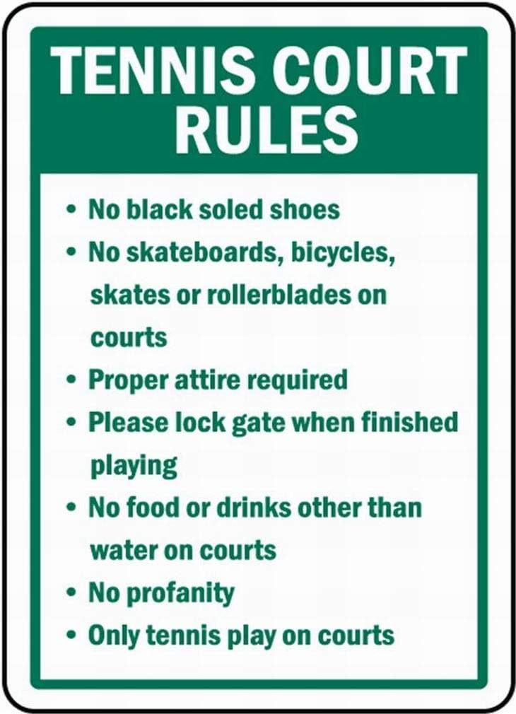 Amazon.com: LoMall Tennis Court Rules Safety Sign Notice Sign Warning ...
