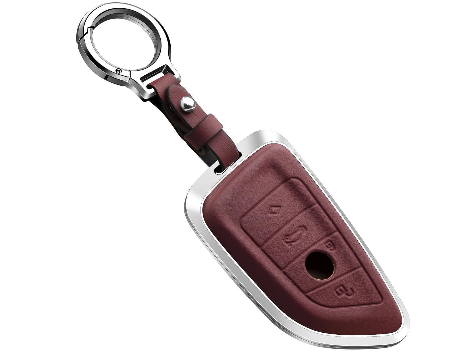 WelaDawn Leather Key Fob Cove for BMW, Red Key Fob Shell, Car Key Chain ...