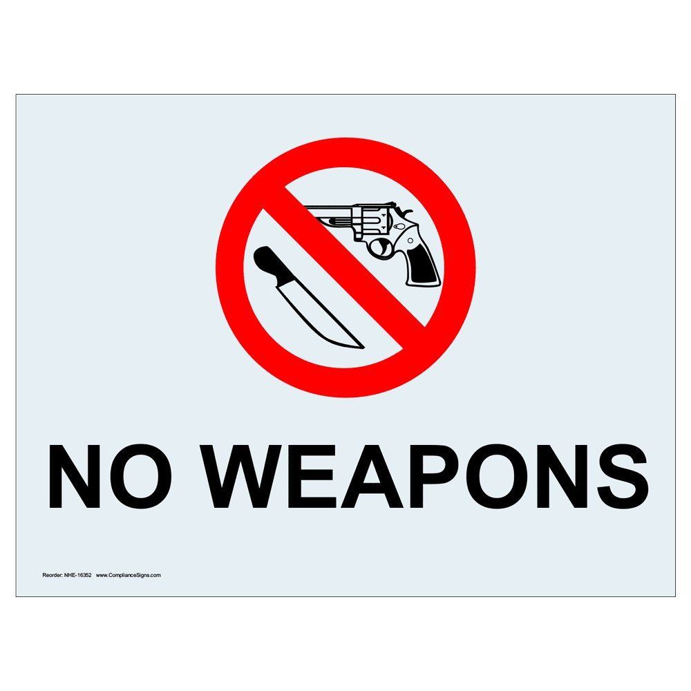 ComplianceSigns No Weapons Label Decal, 5x3.5 inch 4-Pack Clear Vinyl ...