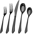 Amazon.com | Matte Black Silverware Set, 20-Piece Stainless Steel ...