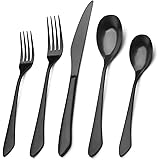 Amazon.com | Matte Black Silverware Set, 20-Piece Stainless Steel ...