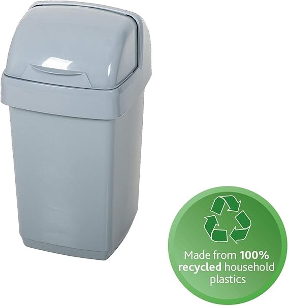 Addis Eco 100% Recycled Plastic Bathroom Kitchen Waste Roll Top Bin, 10 ...