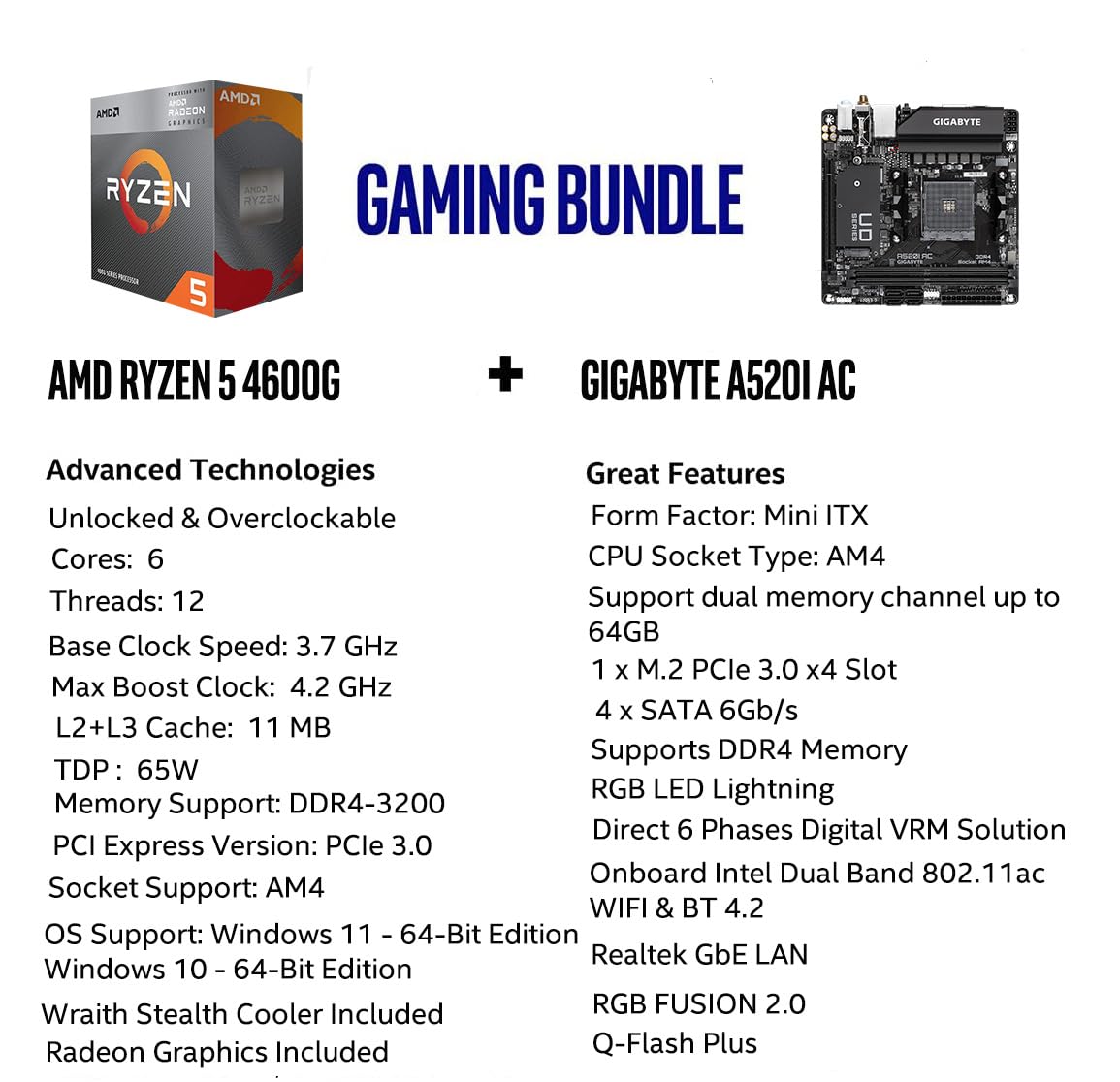 Mua AMD Ryzen 5 4600G CPU Processor with Wraith Stealth Cooler Bundle ...
