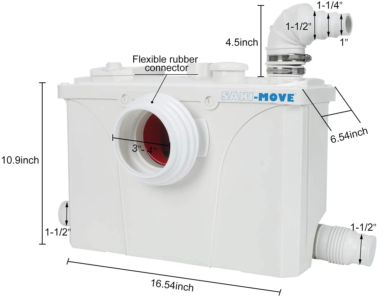 Sanimove 700W Macerator Pump Toilet Three Piece Round Bowl Toilet with Macerating Pump ...