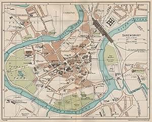 Amazon.com: SHREWSBURY. Vintage town city map plan. Shropshire - 1926 ...