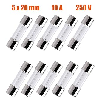 Pack of 10 Fast Blow Fuse 10 Amp 250V 5 X 20MM Glass F10AL250V ERIC ...