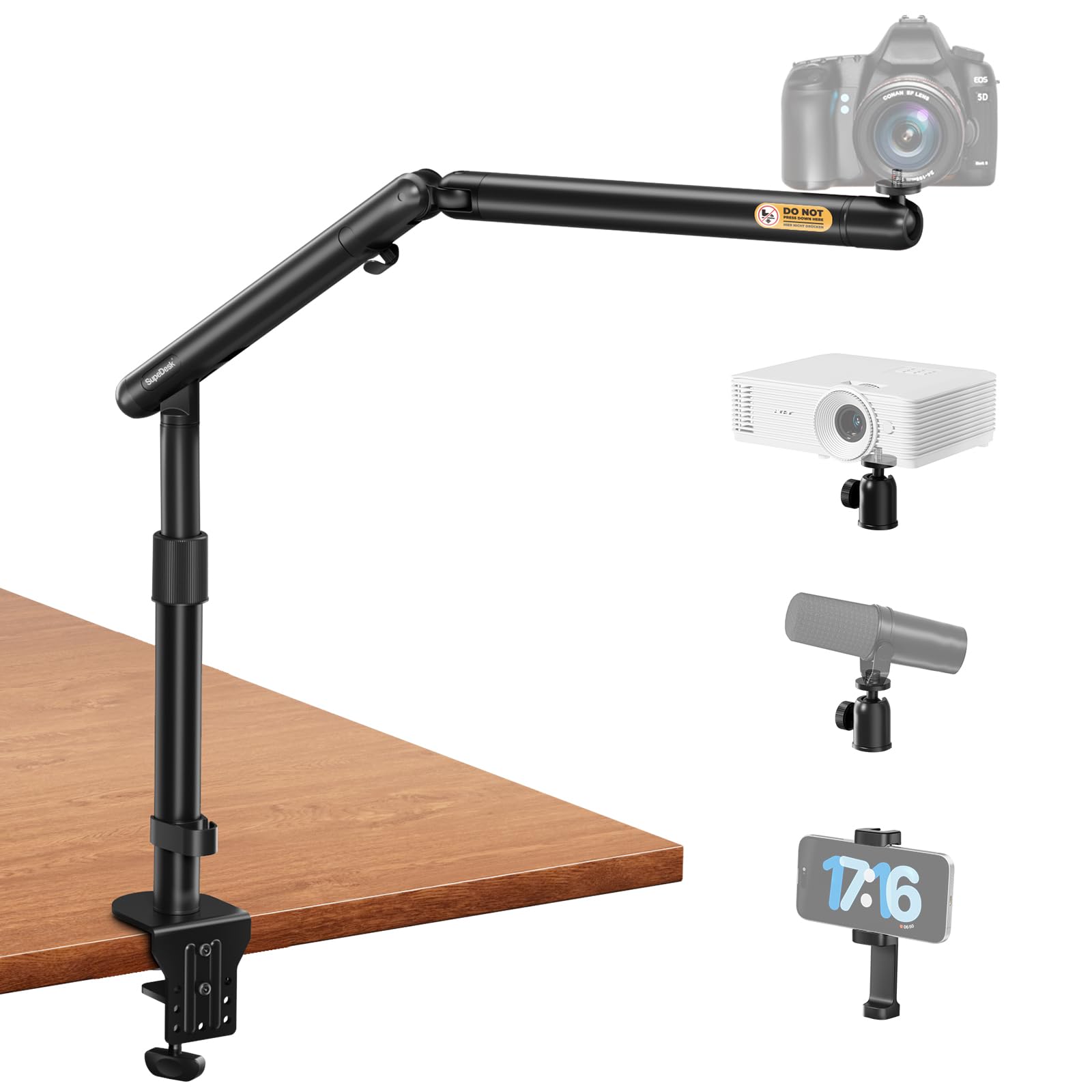 SupeDesk Overhead Camera Mount, Adjustable Desk Mount with Flexible ...