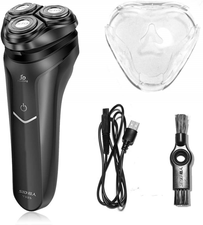 SID Black Electric Men’s Rotary Shaver, Cordless Shavers USB Razor ...