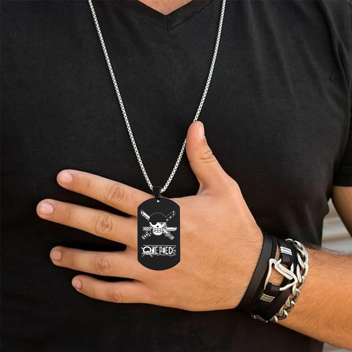 Mua Anime One Piece Wanted Poster Pendant Necklace Titanium Steel Chain ...