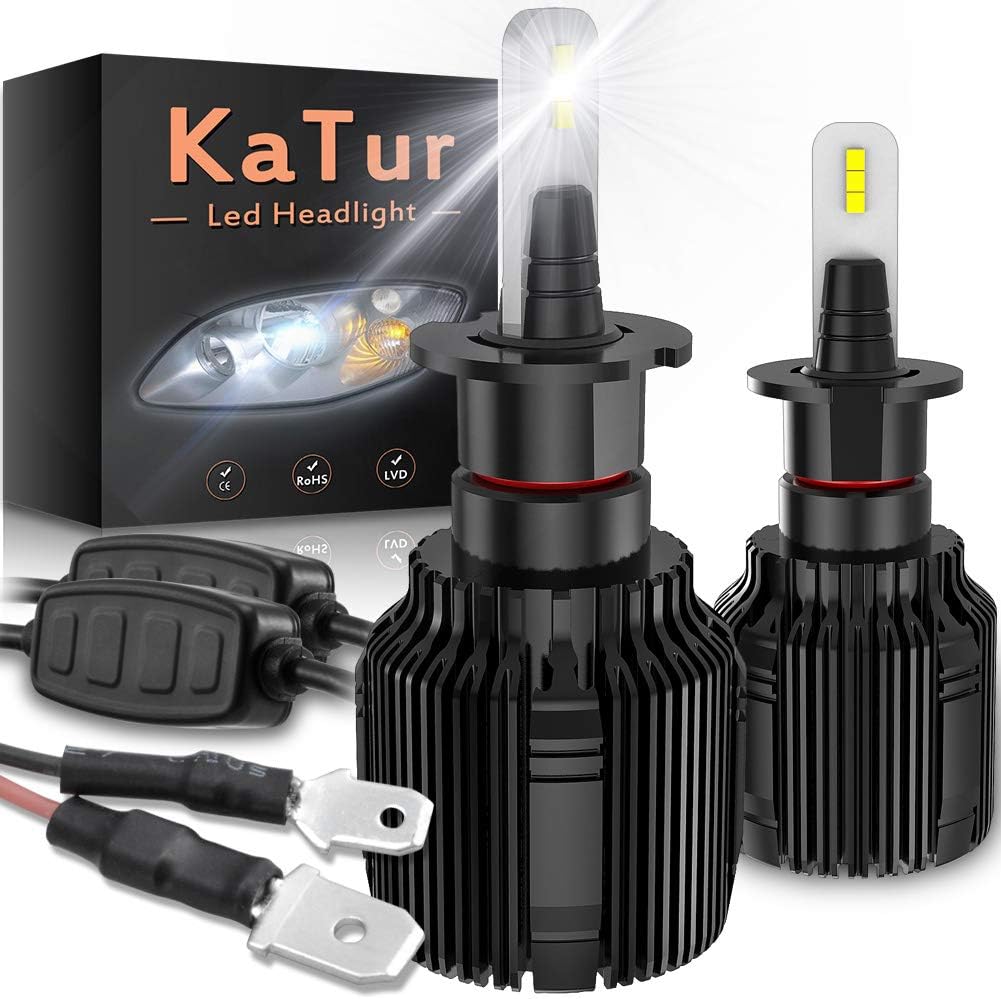 KATUR H3 Led Headlight Bulbs CSP Chips Super Bright 8000LM All-in-One and Fanless Design ...