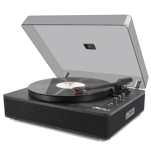 LP&No.1 Vinyl Record Player with External Speakers, 3-Speed Belt-Drive ...