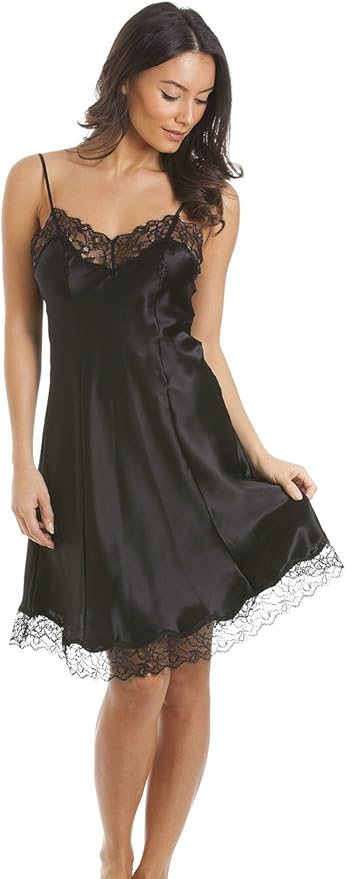Sulis Silks Pure Silk Chemise Made in Britain, Sizes 10-20, Black or ...