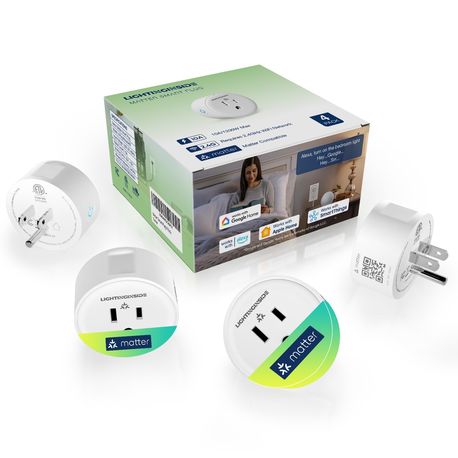 Lightinginside Matter Smart Plug, Compatible with Apple Home/Siri/Alexa ...