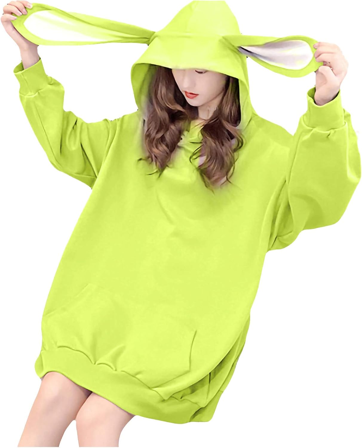 Stormdoing Suéter largo con capucha para mujer, diseño de orejas de ...
