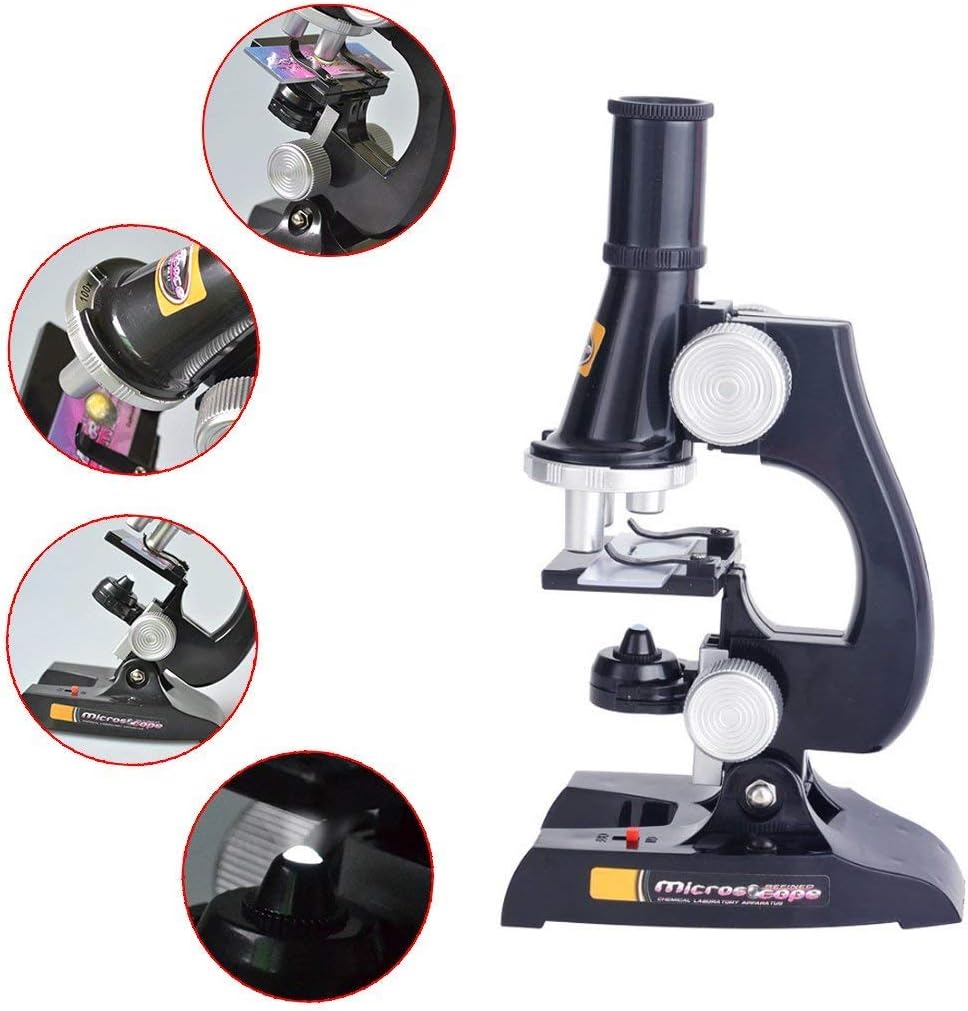 Sipobuy Kids Microscope, 100x 200x 450x Magnification Children Science Microscope Kit with LED ...