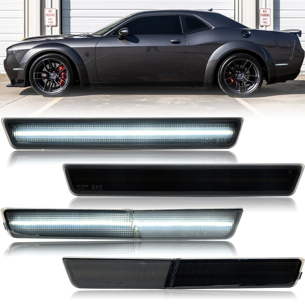 NJSBYL Front/Rear LED Side Marker Lights for 2018-2022 D0dge Challenger ...