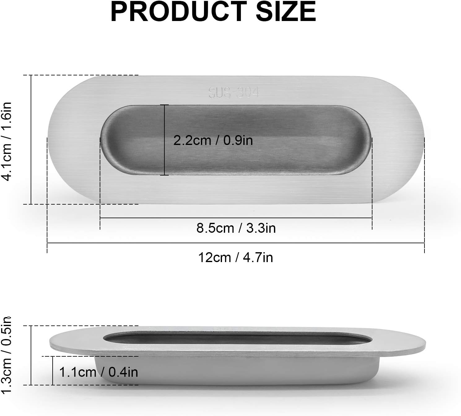 Oval Sliding Door Handles, Stainless Steel Embedded Sliding Door Handle ...