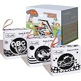 Amazon.com: 4 Infant Crinkle Books Black and White Book for Newborns ...