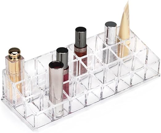 Acrylic Makeup Lipstick Lipgloss Organizer - Multi level 24 slot clear ...