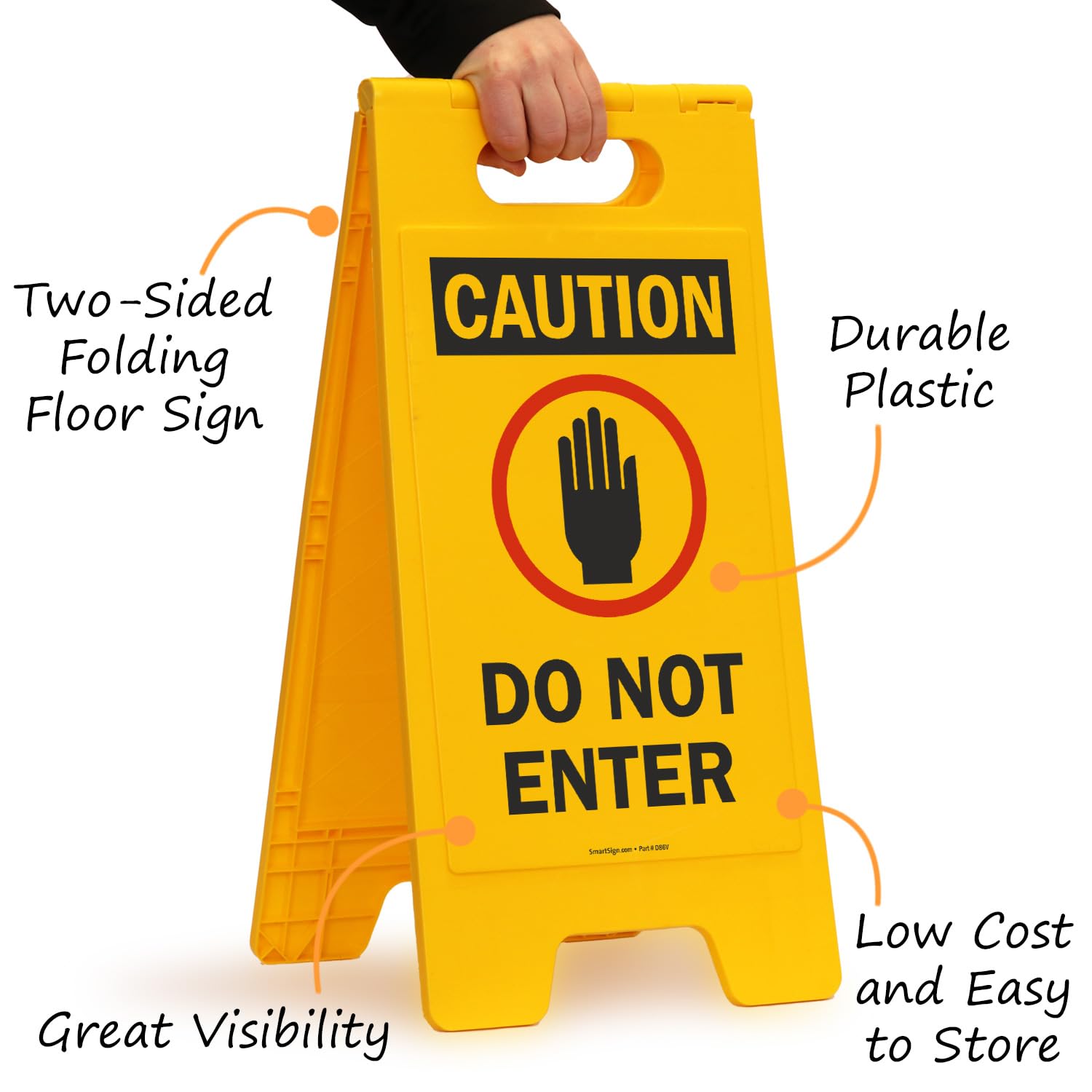 SmartSign Folding Floor Sign, Legend "Do Not Enter" With Graphic, 25 ...