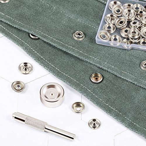 12 Sets Snaps Button Leather Snap Fasteners Kit 15mm Metal Snaps Repair ...