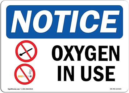 Amazon.com : OSHA Notice Signs - Notice Oxygen in Use Sign | Extremely ...