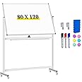 Magnetic Mobile Whiteboard, 48 x 32 inches Double Sided Dry Erase Board ...