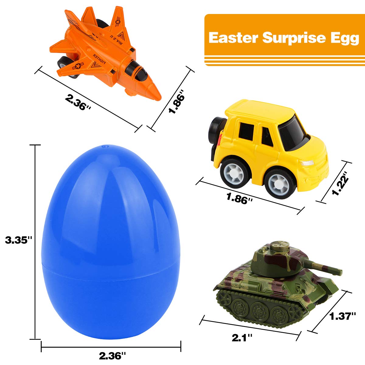 Libay 12 Pcs Filled Easter Eggs Toys Prefilled with Pull Back Alloy ...