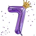 Amazon.com: 40 Inch Purple Number 7 & Mini Crown Balloon for Birthday ...