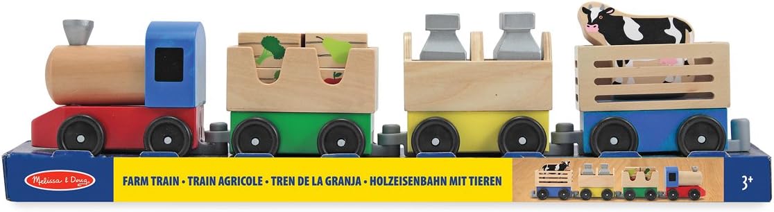 Melissa & Doug Wooden Farm Train Toy Set (3 Linking Cars): Amazon.ca ...