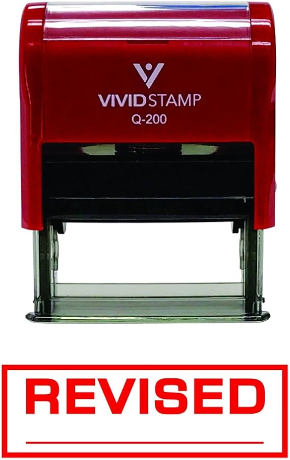 Amazon.com : Revised Self-Inking Office Rubber Stamp (Red) - M : Office ...
