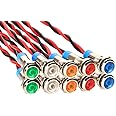 10pcs 6mm 1/4" AC/DC 12-24V LED Metal Indicator Light Waterproof Signal ...