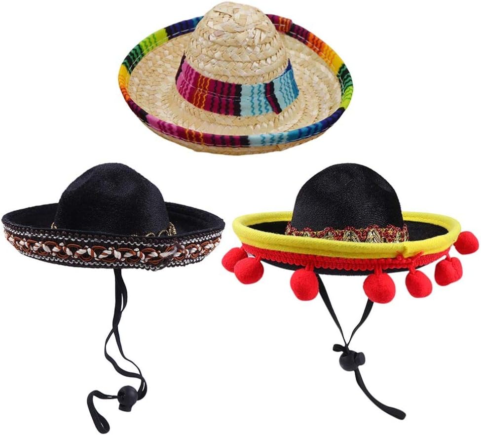 POPETPOP 3PCS Dog Sombrero Hat Cute Straw Sombreros For Fiesta Carnival ...