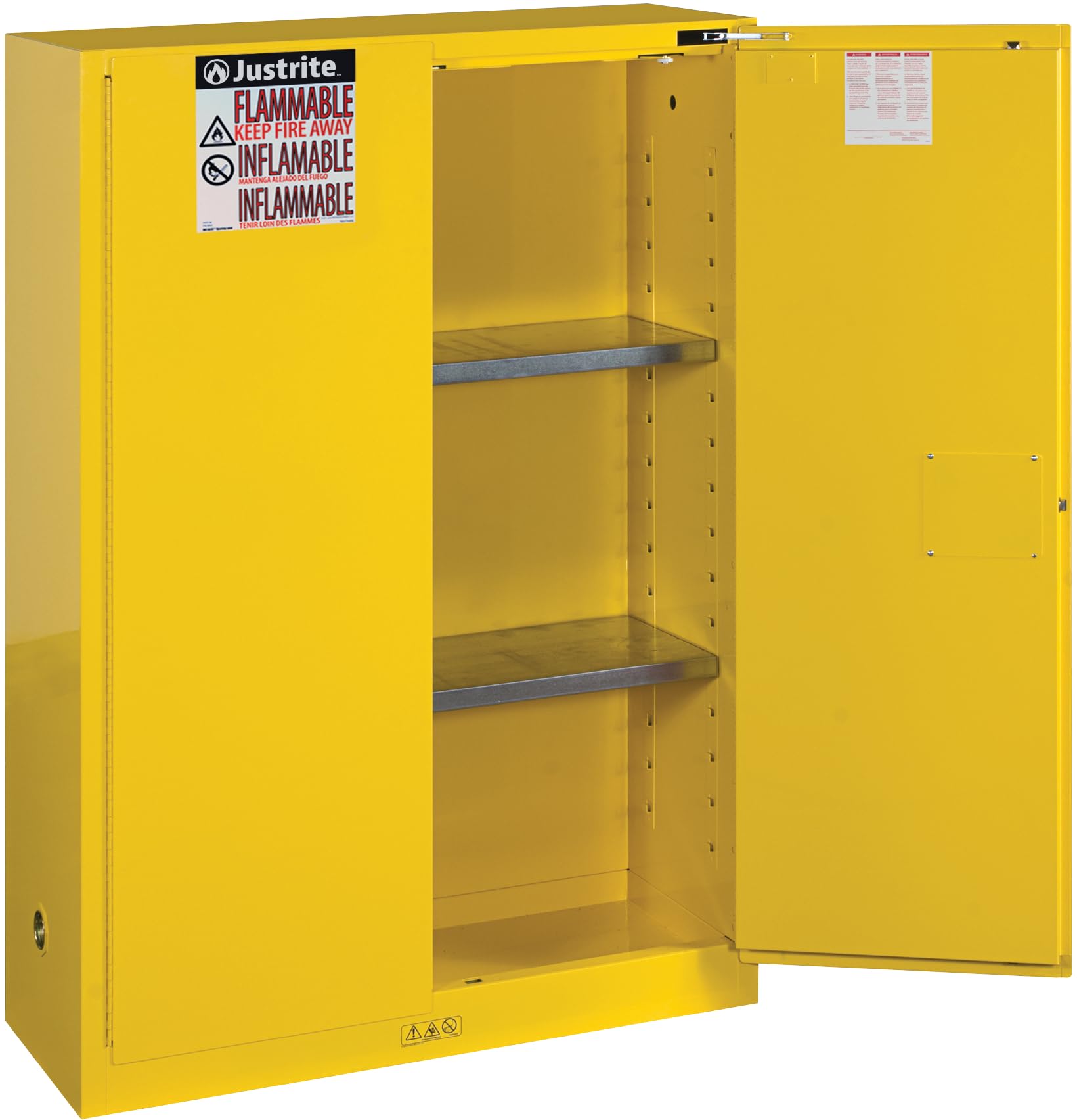 Justrite 45 Gallon Self Close Flammable Storage Cabinet, 18 Gauge Steel ...