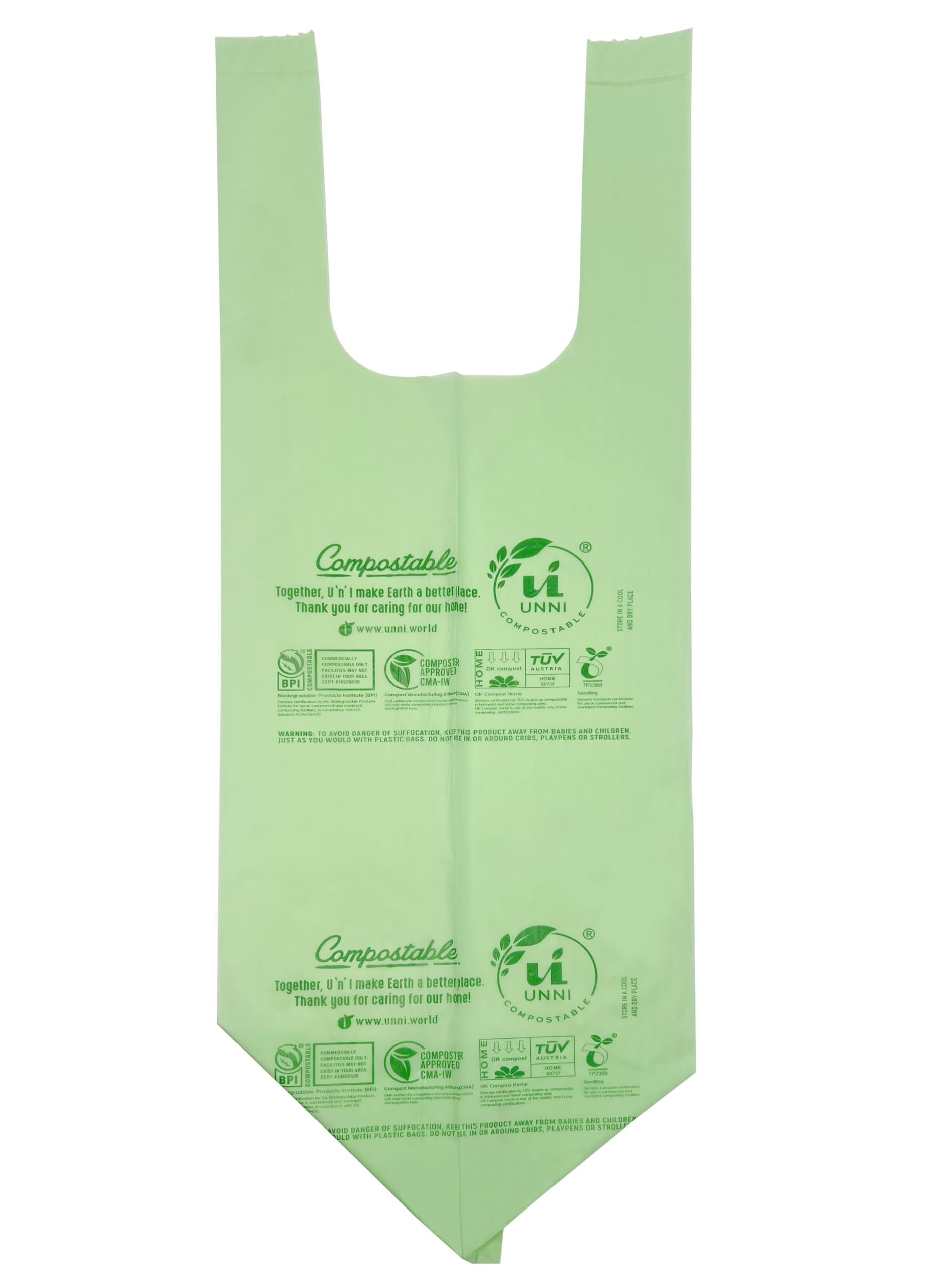 Mua UNNI Compostable T-Shirt Bags with Tie Handles, 2.6 Gallon / 9.84 ...