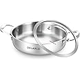 Amazon.com: DELARLO Tri-Ply Stainless Steel 10 Inch Frying Pan 3QT Saute Pan With Lid Kitchen ...