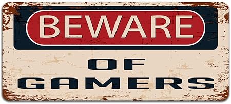 Beware of Gamers - Vintage Effect Metal Sign / Plaque: Amazon.co.uk ...
