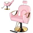 Amazon.com: Hicomony Pink Barber Chairs for Barbershop Home, Hair Salon ...
