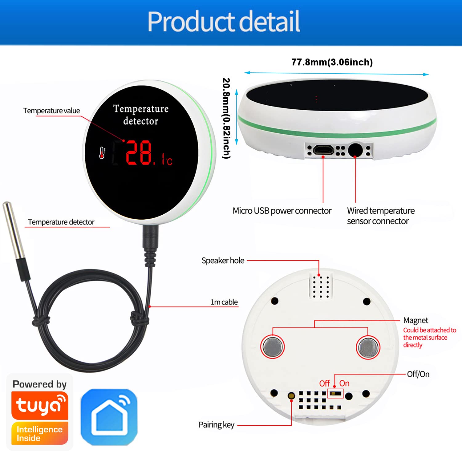 Mua WiFi Smart Thermometer: WiFi Temperature Sensor with 1M Waterproof ...