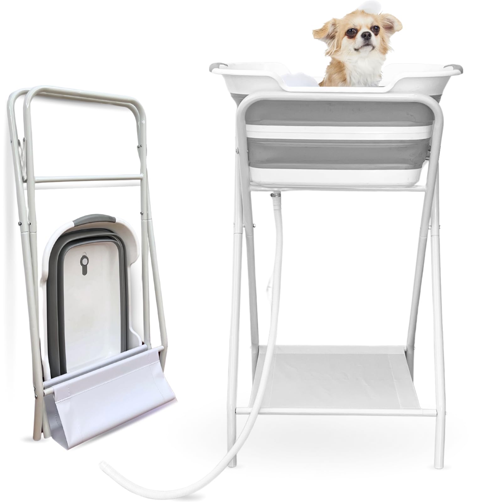 CYGNE 2-in-1 Dog Bathtub & Washing Station, Elevated Collapsible ...