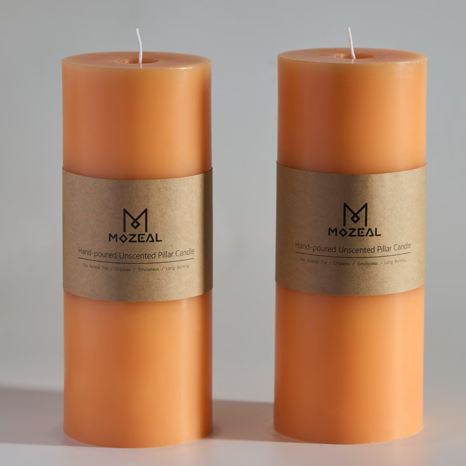 MOZEAL 4" x 10" Extra-Large Peach Fuzz Pillar Candles (Set of 2 ...
