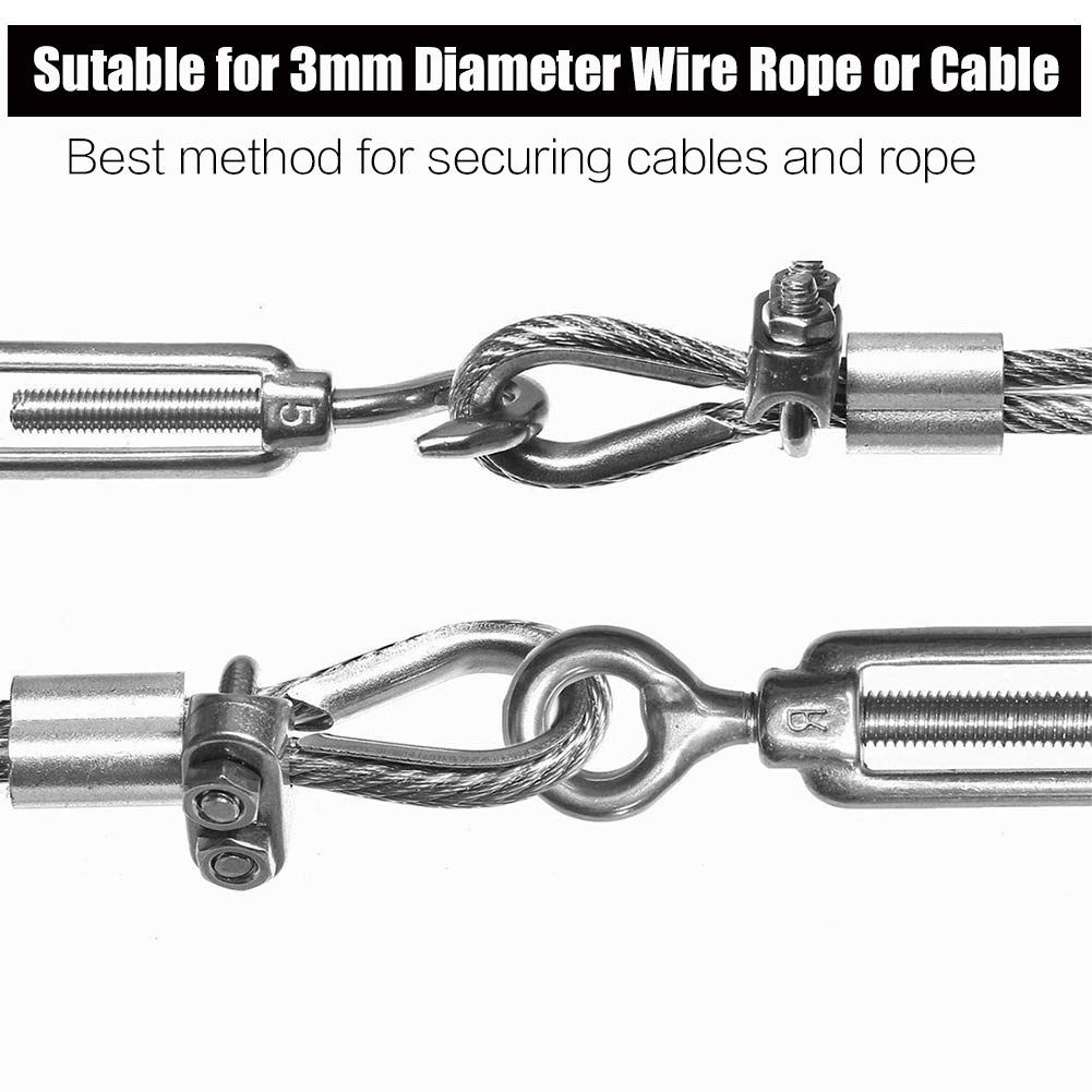 12 Pcs M3(3mm) Wire Rope Clip Cable Clamp 304 Stainless Steel U Bolt ...