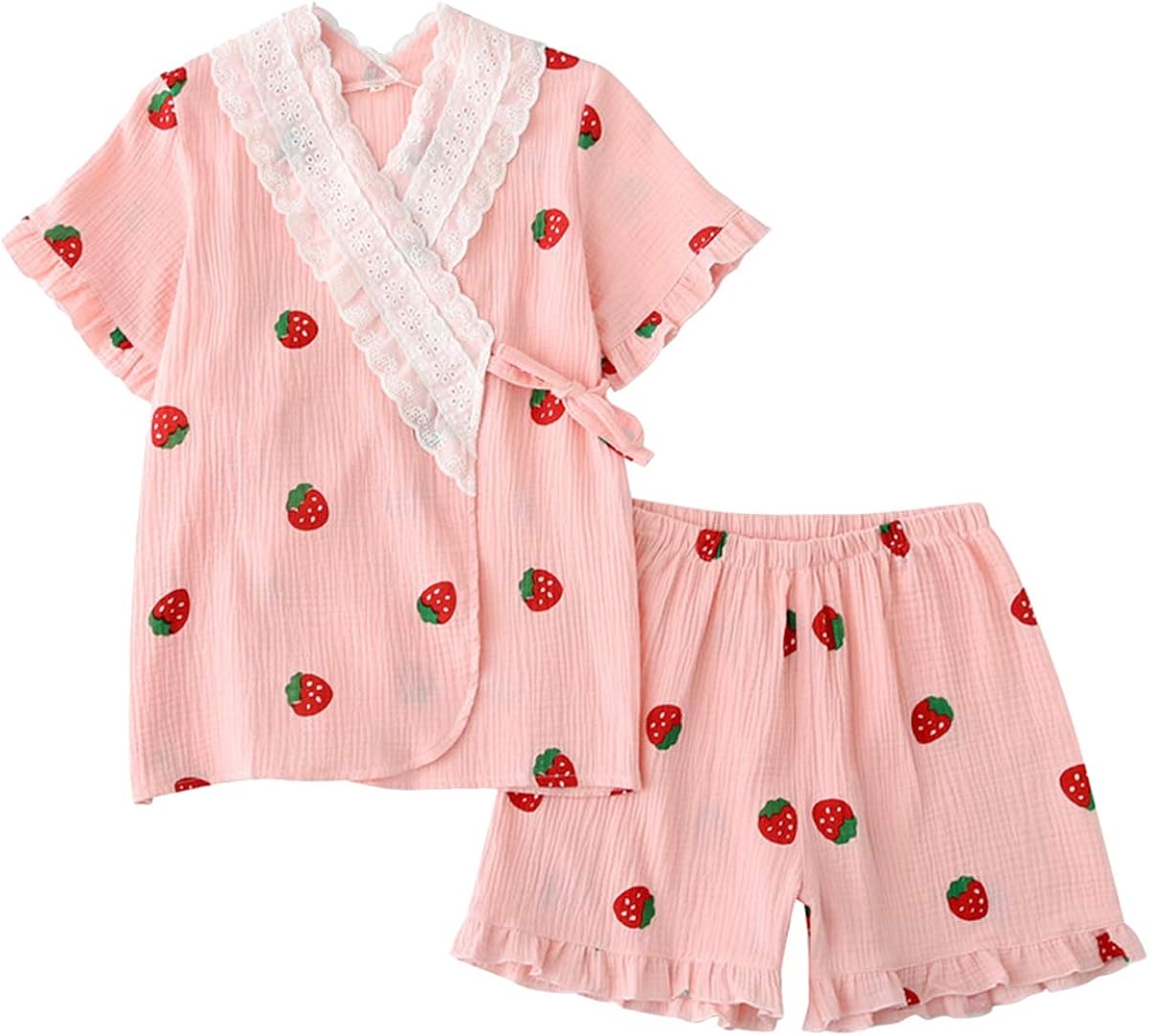 YDSH Women's Cotton Loungewear Pyjama Set, Girl Strawberry Pajamas set ...