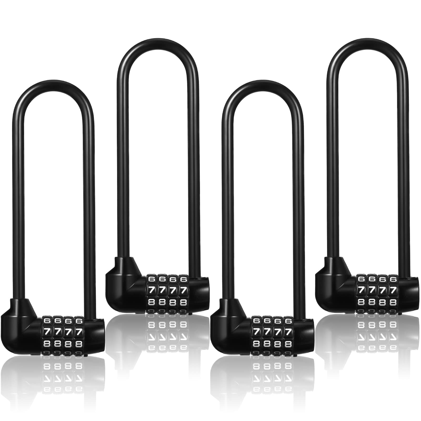 Shimeyao 4 Pieces 6 Inch Long Shackle Combination Lock 4 Digit Outdoor ...